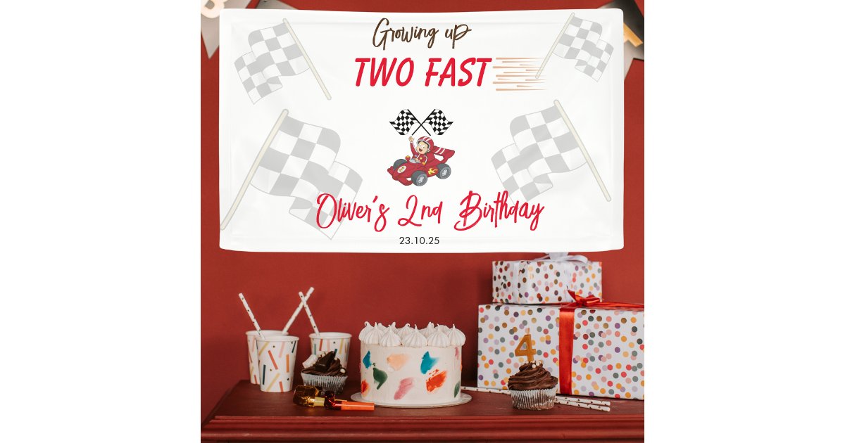Two Fast 2nd Birthday Banner | Zazzle