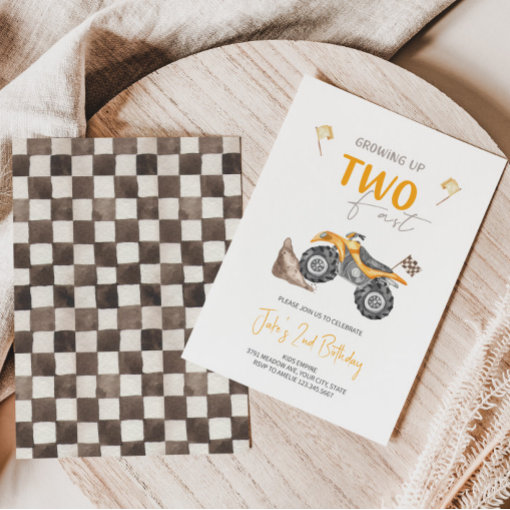 TWO Fast 4 Wheeler Quad Bike Birthday Invitation | Zazzle