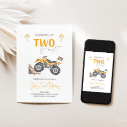 TWO Fast 4 Wheeler Quad Bike Birthday Invitation | Zazzle