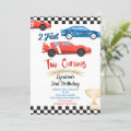 Two Fast Birthday 2 Fast Two Curious Red & Blue In Invitation | Zazzle