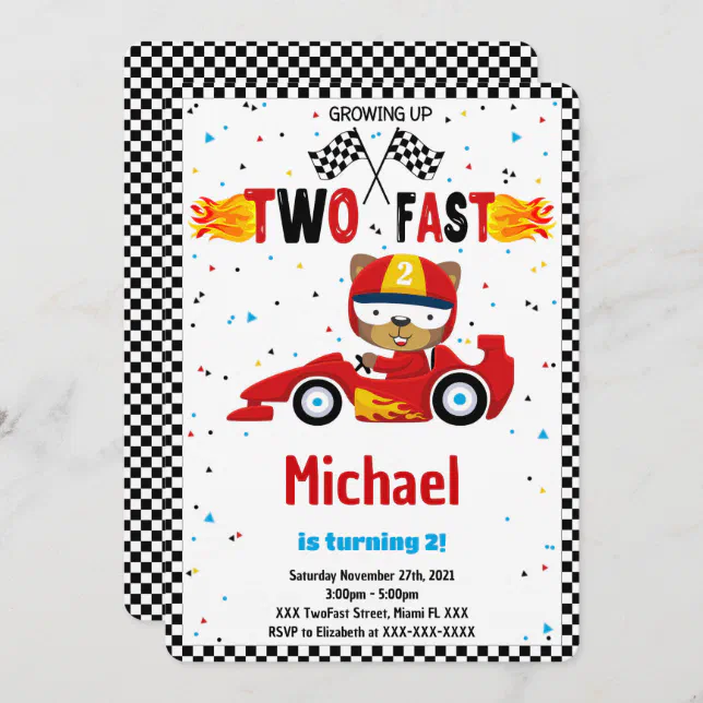 Two Fast Birthday Invitation | Zazzle