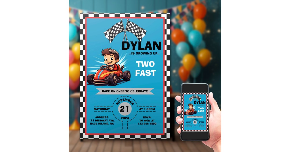 Two Fast Birthday Invitation | Zazzle