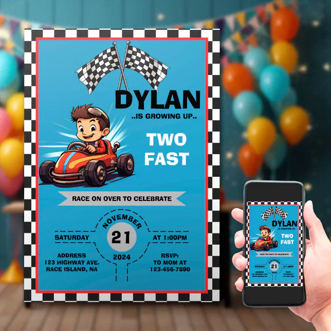 Two Fast Birthday Invitation | Zazzle