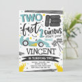 Two Fast Birthday Party Blue Race Car 2nd Birthday Invitation | Zazzle