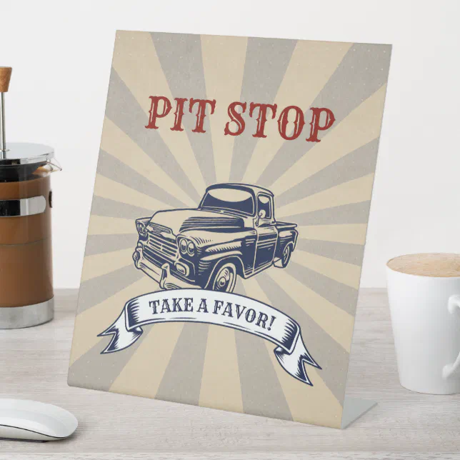 Two Fast Boy 2nd Birthday Car Theme Vintage Favor Pedestal Sign | Zazzle