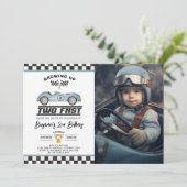 Two Fast Boy 2nd Birthday Race Car Party Photo Invitation | Zazzle