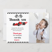 Two fast car race boybirthday party thank you card | Zazzle