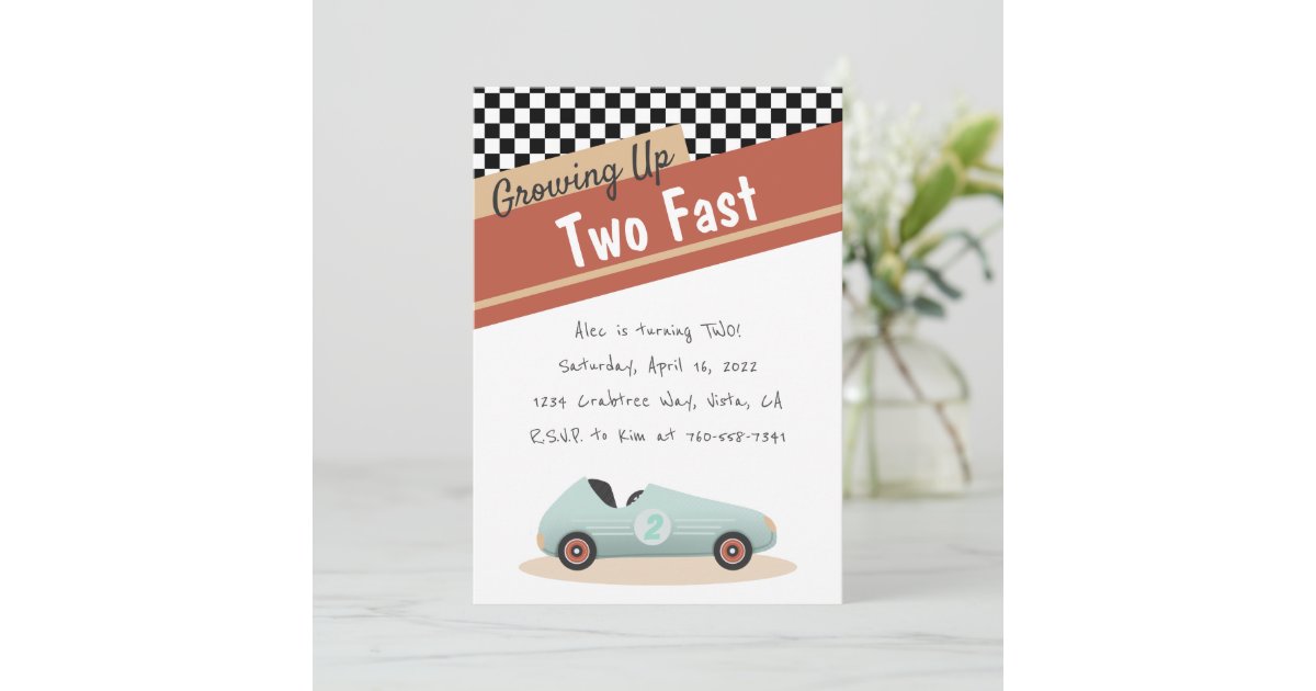 Two Fast Car Theme Unique Yellow Red Black Invitation | Zazzle