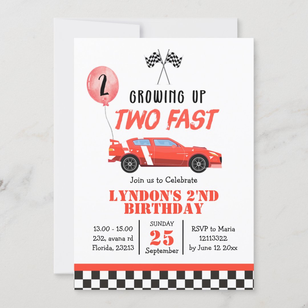 Two Fast Growing Up Birthday, Two Fast 2 Curious Invitation | Zazzle
