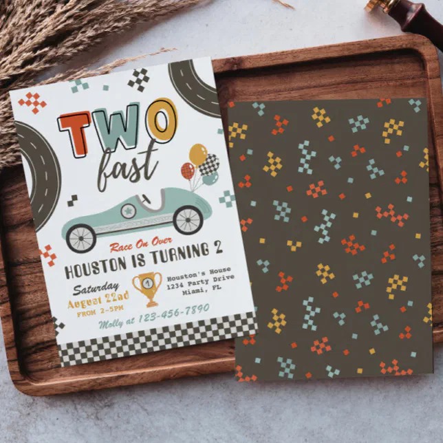 TWO Fast Invitation | Racing Birthday Invitation | Zazzle