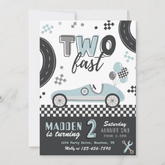TWO Fast Invitation | Racing Invitation | Zazzle