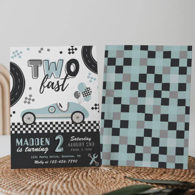 TWO Fast Invitation | Racing Invitation | Zazzle