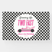 Two Fast Pink Race Car 2nd Birthday Party Banner | Zazzle