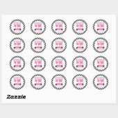 Two Fast Pink Race Car 2nd Birthday Party Classic Round Sticker | Zazzle