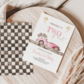 TWO Fast Pink Race Car Birthday Invitation | Zazzle