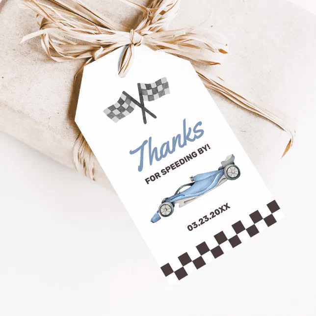 Two Fast Race Car 2nd Boy's Birthday Party Favor Gift Tags | Zazzle