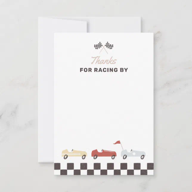 Two Fast Race Car Boy 2nd Birthday Party Thank You Card | Zazzle