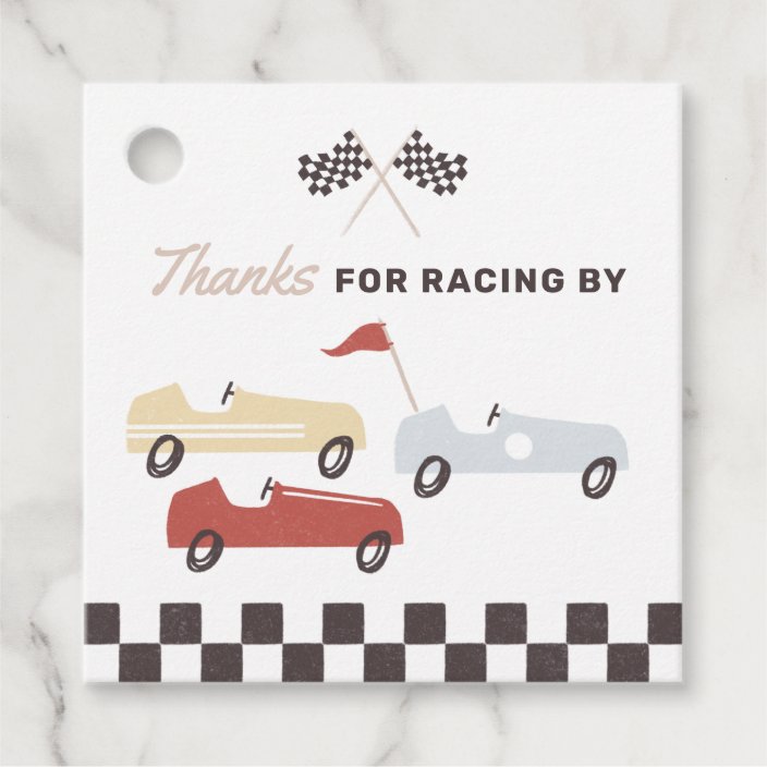 Two Fast Race Car Boy Birthday Party Favor Tags | Zazzle