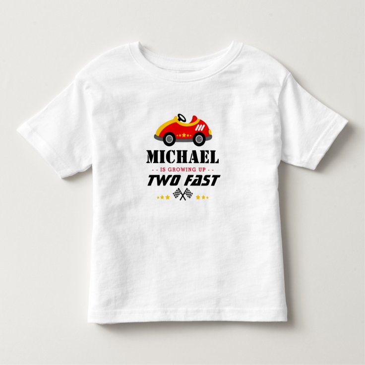 Two Fast Race Car second birthday Toddler T-shirt | Zazzle