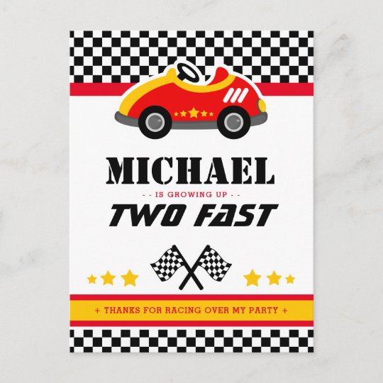 Two Fast Race Car thank you card | Zazzle.com
