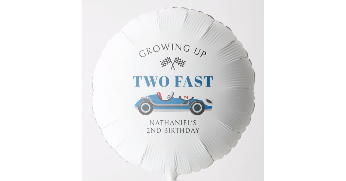 Two Fast Racing Car 2nd Birthday Balloon | Zazzle
