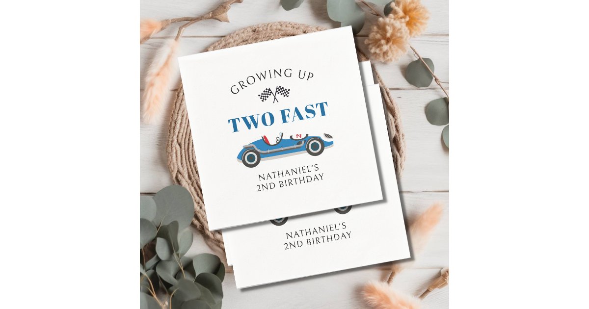 Two Fast Racing Car 2nd Birthday Celebration Napkins | Zazzle