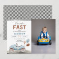 TWO Fast Racing Car Blue Boy 2nd Birthday Photo Invitation | Zazzle