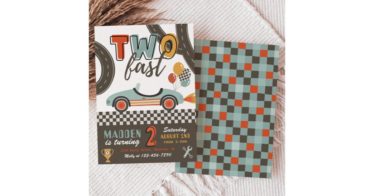 TWO Fast Racing Invitation | TWO Fast Birthday | Zazzle