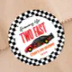 Two Fast Red Flame Race Car 2nd Birthday Party Classic Round Sticker ...