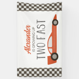 Two Fast Red Race Car 2nd Birthday Banner | Zazzle