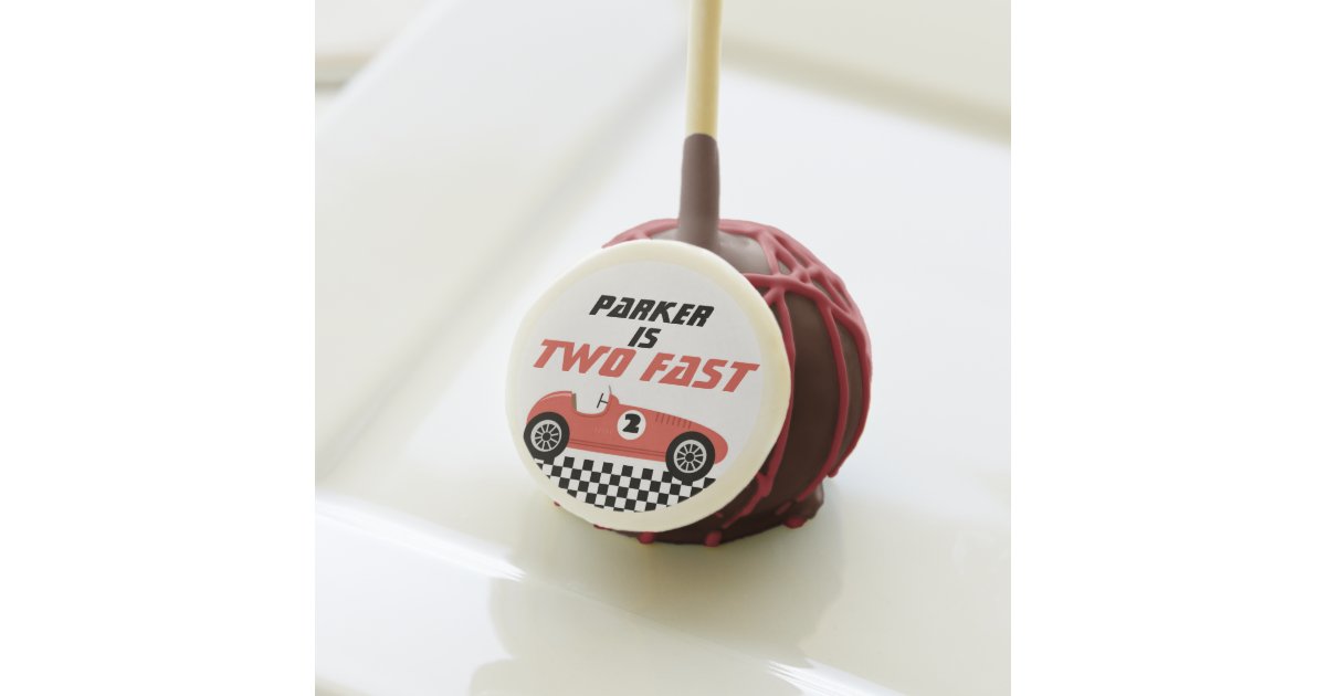 Two Fast Red Race Car Racing Birthday Party Cake Pops | Zazzle