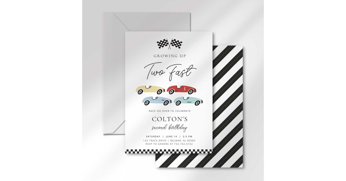 Two Fast Second Birthday Invitation | Zazzle