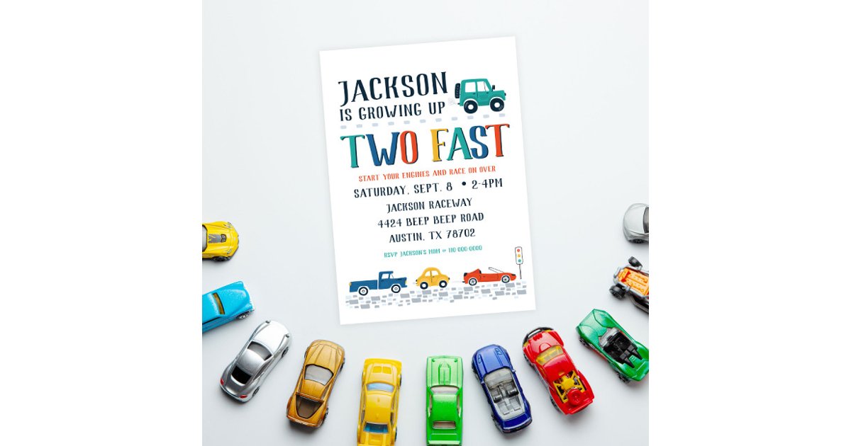 Two Fast Second Birthday Invitation | Zazzle