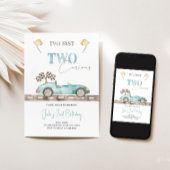 TWO Fast TWO Curious Race Car Birthday Invitation | Zazzle