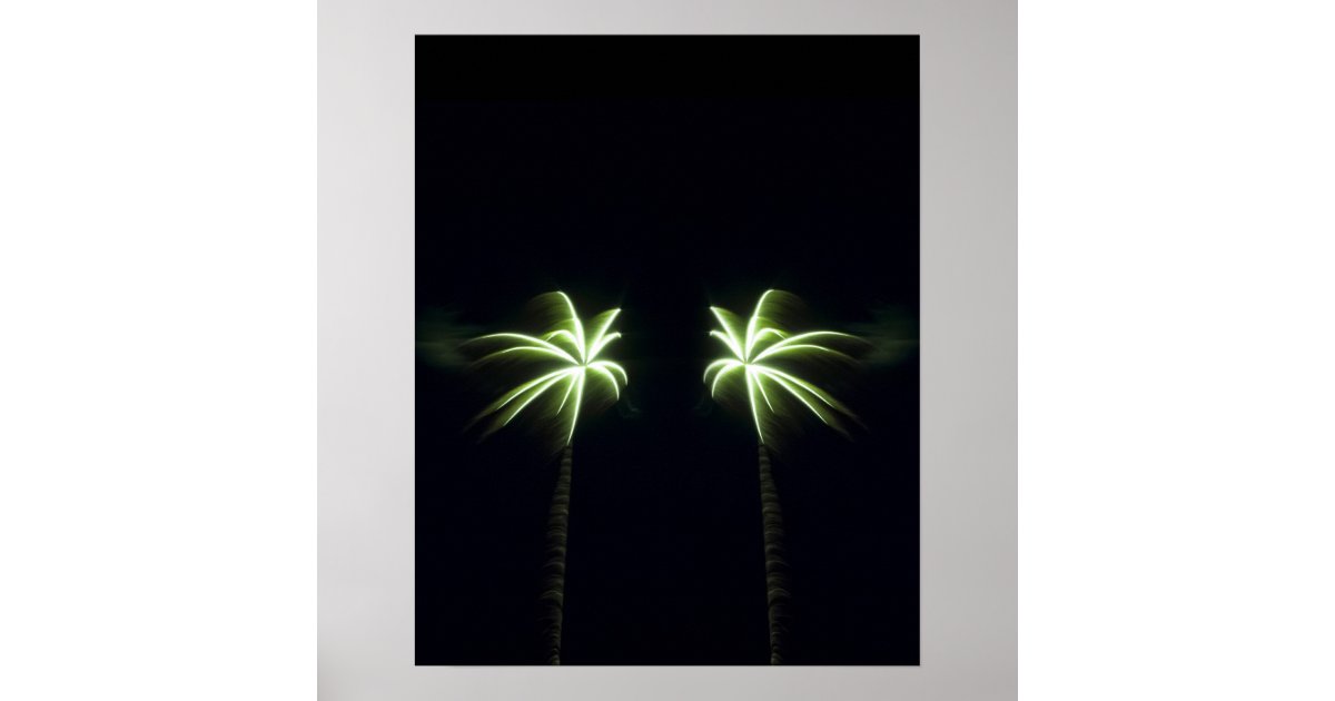 Two Firework Palm Trees Poster | Zazzle