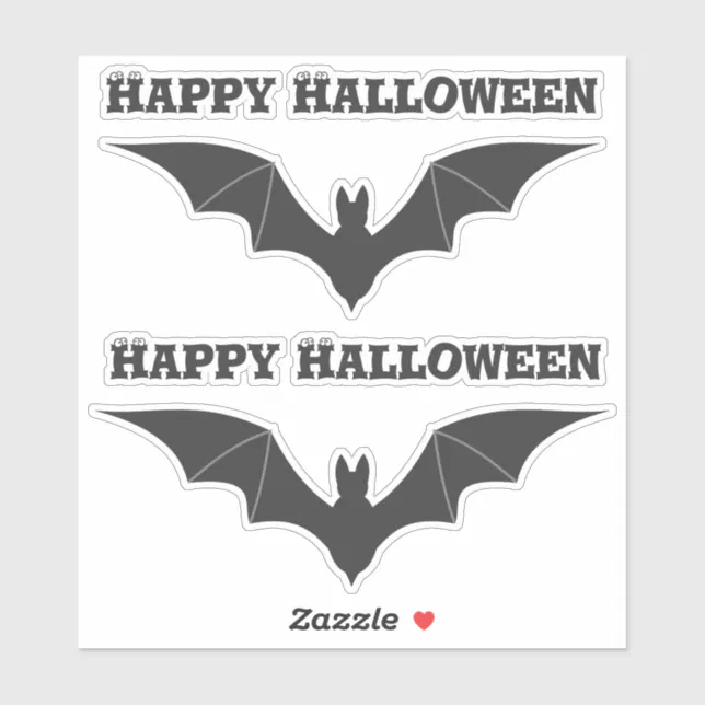 Two flying bats Solid black Halloween Scrapbook Sticker | Zazzle