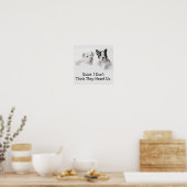 Two French Bulldog Puppies Peer Over A Wall Poster | Zazzle