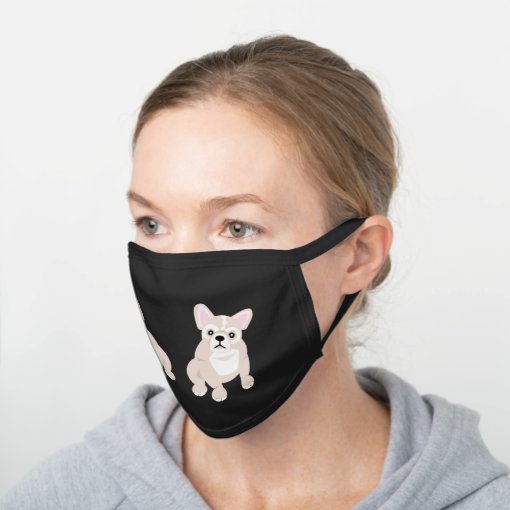 Two Frenchies French Bulldog Puppies Black Cotton Face Mask | Zazzle