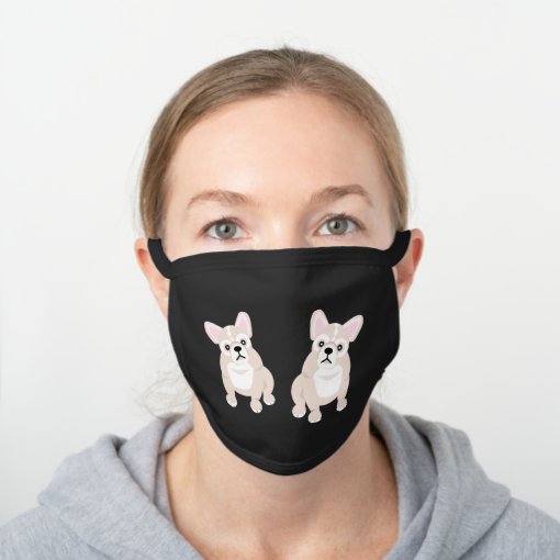 Two Frenchies French Bulldog Puppies Black Cotton Face Mask | Zazzle