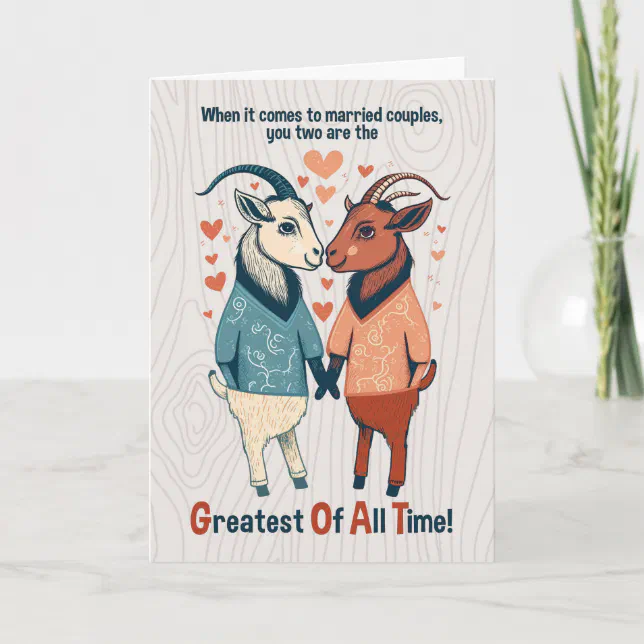 Two Funny Male Goats Gay Wedding Anniversary Card | Zazzle