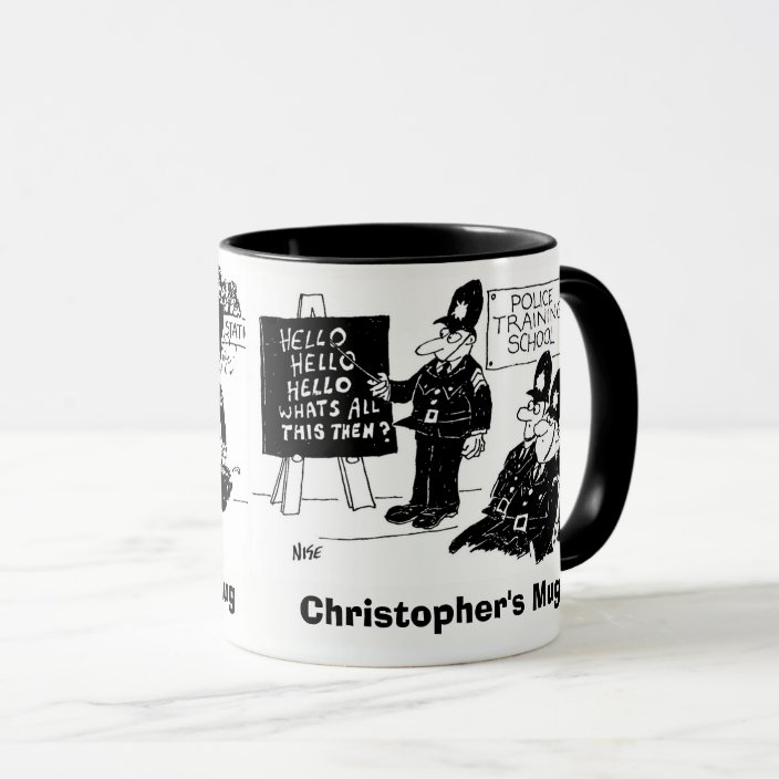 Two Funny Police Cartoons. Add Name Choice. Mug | Zazzle.com
