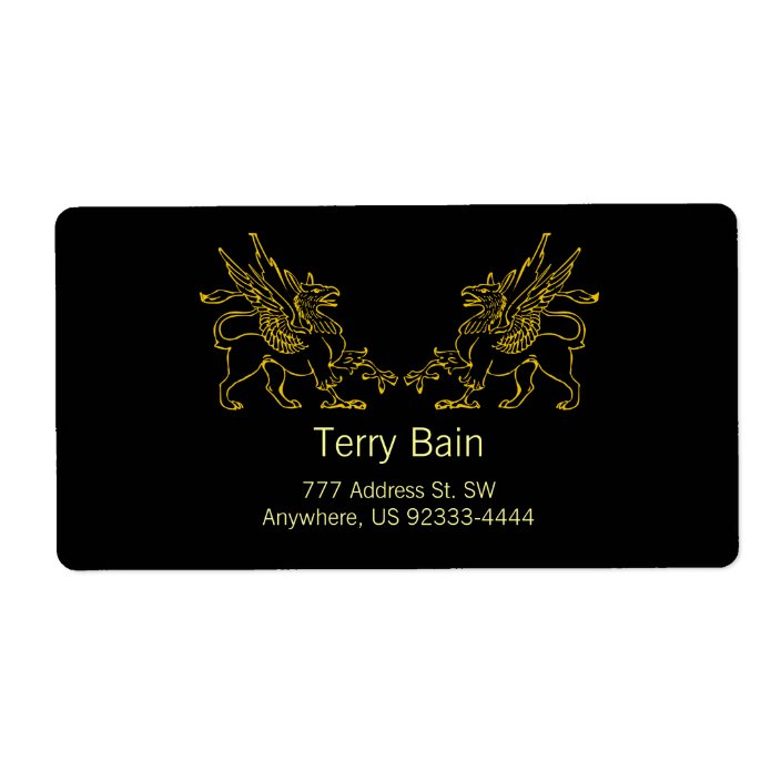 Two Golden Griffons Label | Zazzle.com