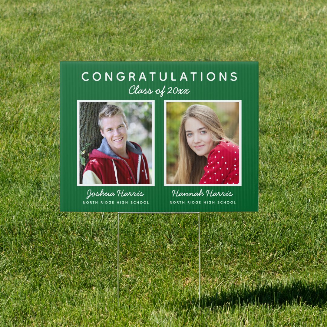 Two Graduates Double Graduation EDITABLE Colors Sign | Zazzle