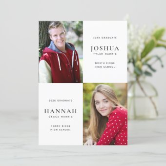 Two Graduates Double Graduation Party Invitation | Zazzle