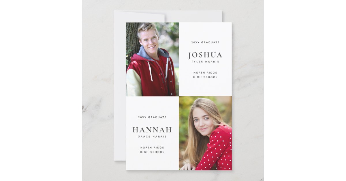 Two Graduates Double Graduation Party Invitation | Zazzle
