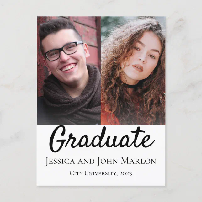Two Graduates Double Graduation Party Invitations | Zazzle