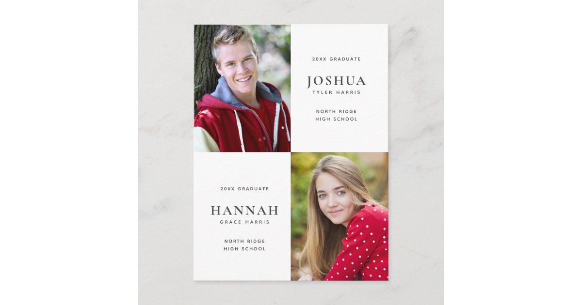 Two Graduates Double Graduation Photo Postcard | Zazzle