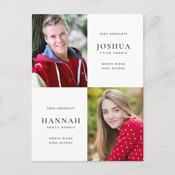 Two Graduates Double Graduation Photo Postcard | Zazzle