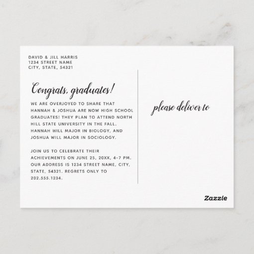Two Graduates Double Graduation Photo Postcard | Zazzle