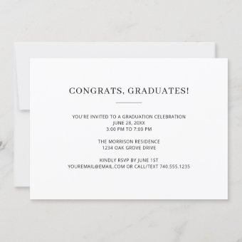 Two Graduates Joint Graduation Modern Grad Party Invitation | Zazzle